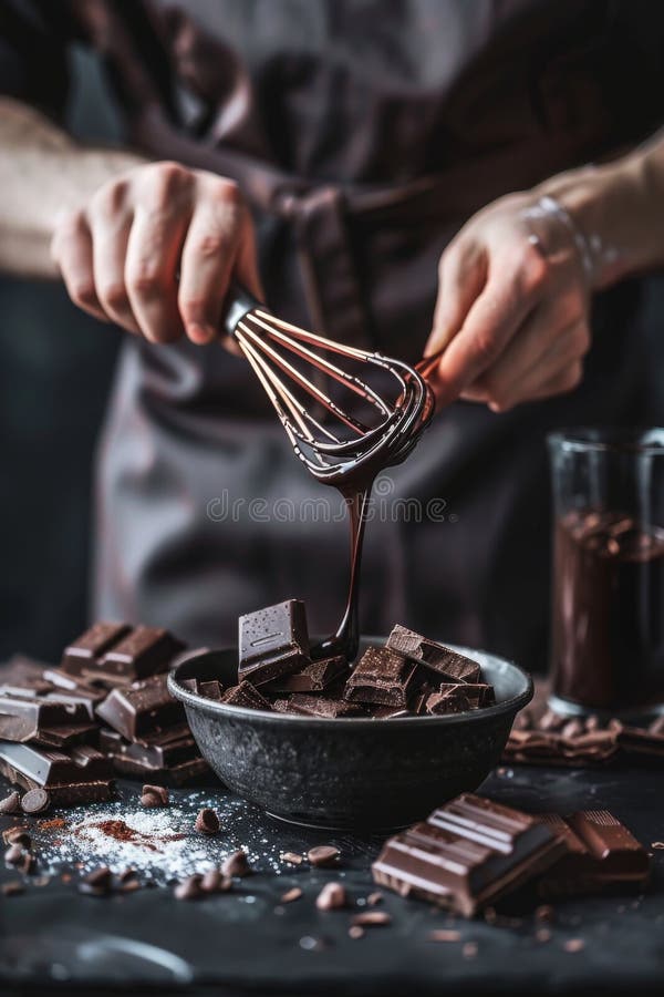 Pouring Melted Chocolate Artisan Making Confectionery Process Stock ...