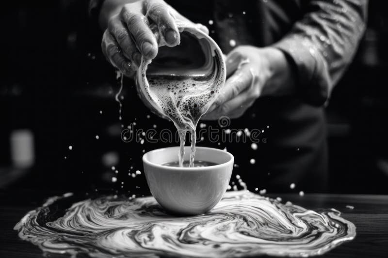 A Person Pouring Something into a Cup of Coffee. Generative AI Image ...