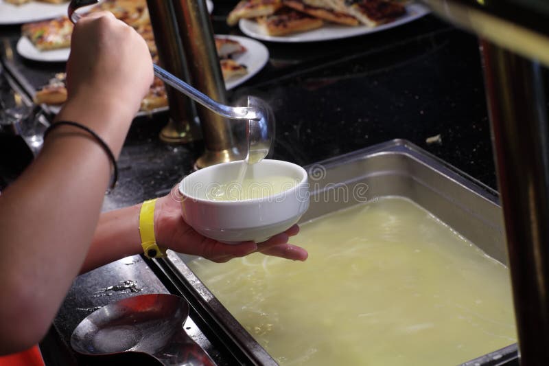 Person pouring soup stock photo. Image of heat, breakfast - 46517692