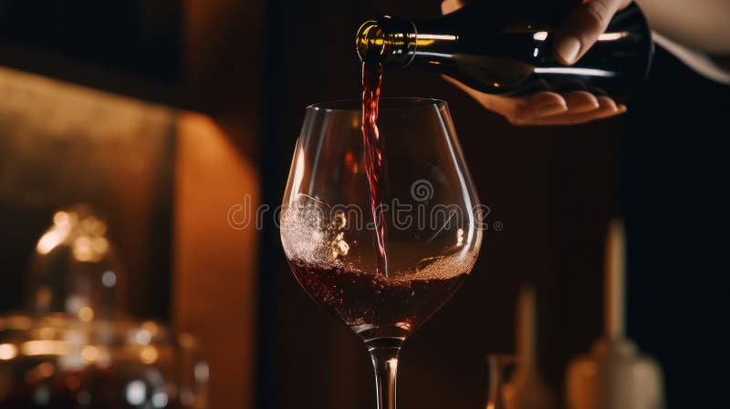 A Person Pouring Wine into a Wine Glass. AI Generative Image. Stock ...