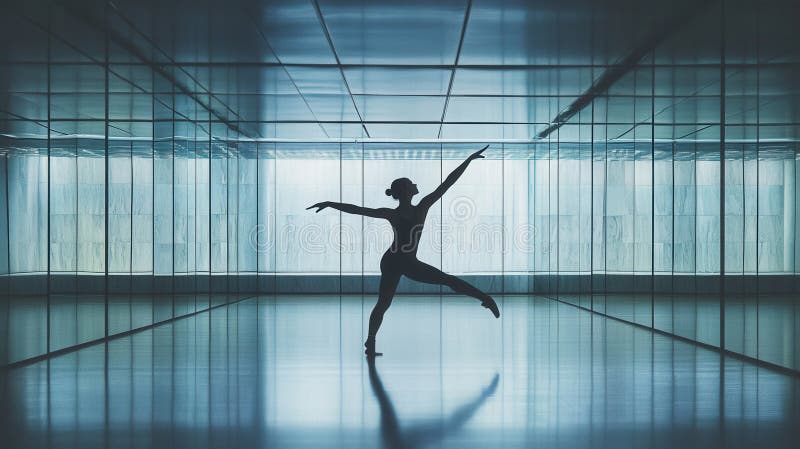 Person Practicing Ballet Moves in a Dance Studio with Mirrored Walls ...