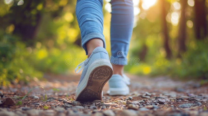A Person Practicing Mindful Walking Focusing on Each Step and Being ...