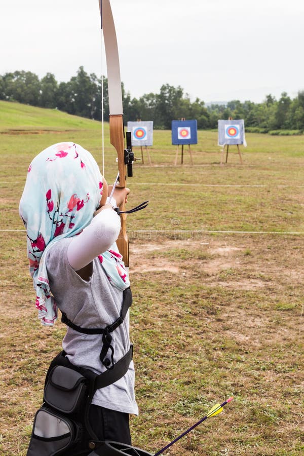 Person Practicing at Outdoor Archery Target Range Stock Photo - Image ...