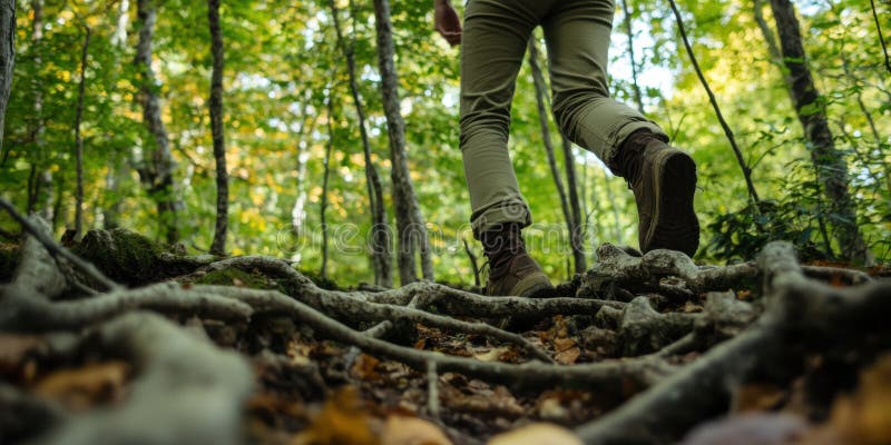 A Person Practicing Quadrupedal Movement in the Woods, Moving ...