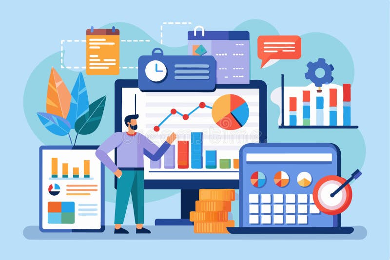 A Person Prepares Monthly Reports Using Charts and Statistics Displayed ...