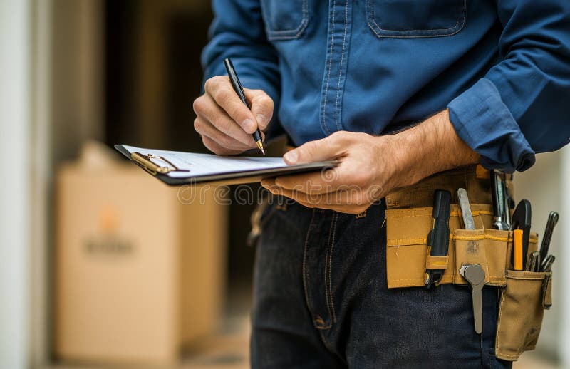 A Person Preparing Documentation while Inspecting a Floor Inside a ...