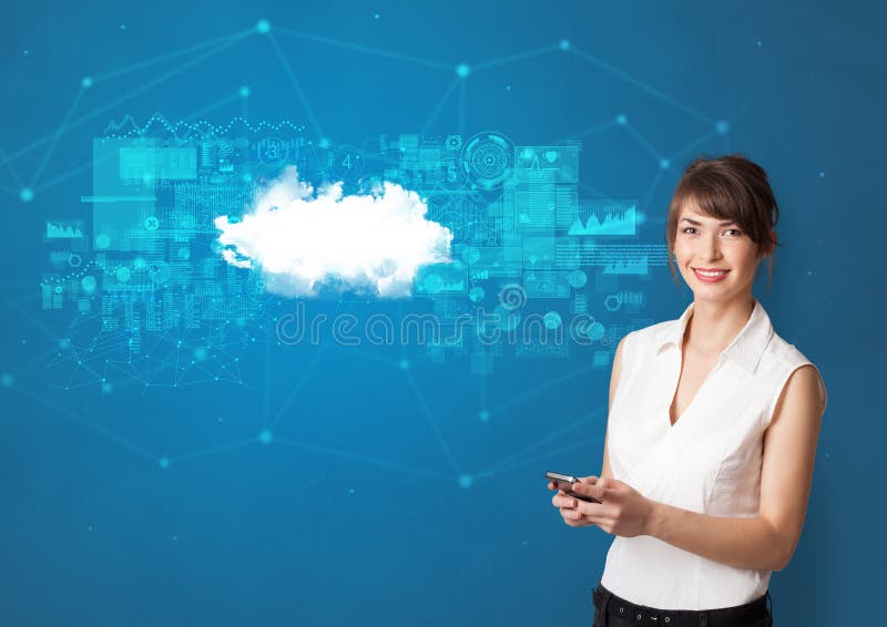 Person Presenting Cloud Technology Concept Stock Image - Image of ...