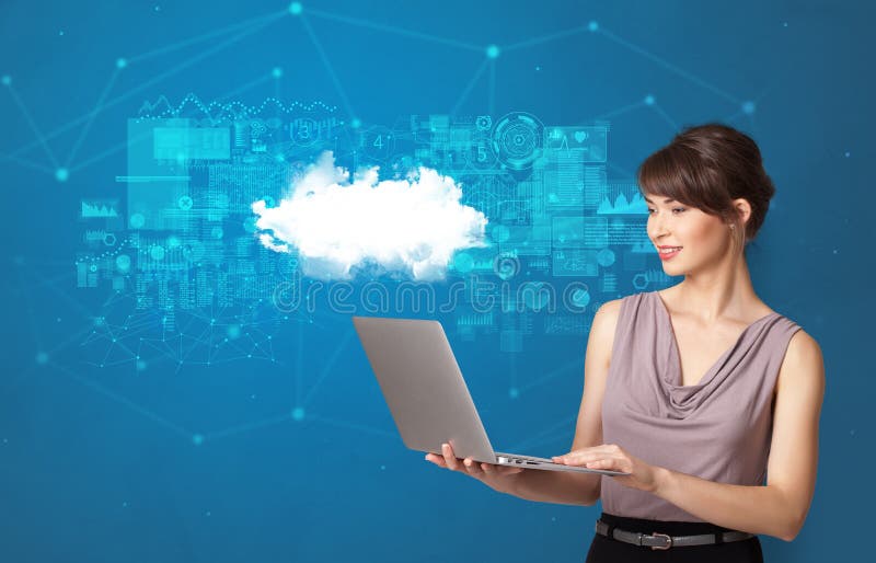 Person Presenting Cloud Technology Concept Stock Image - Image of ...