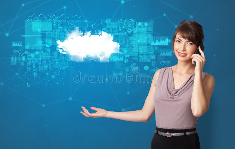 Person Presenting Cloud Technology Concept Stock Image - Image of ...
