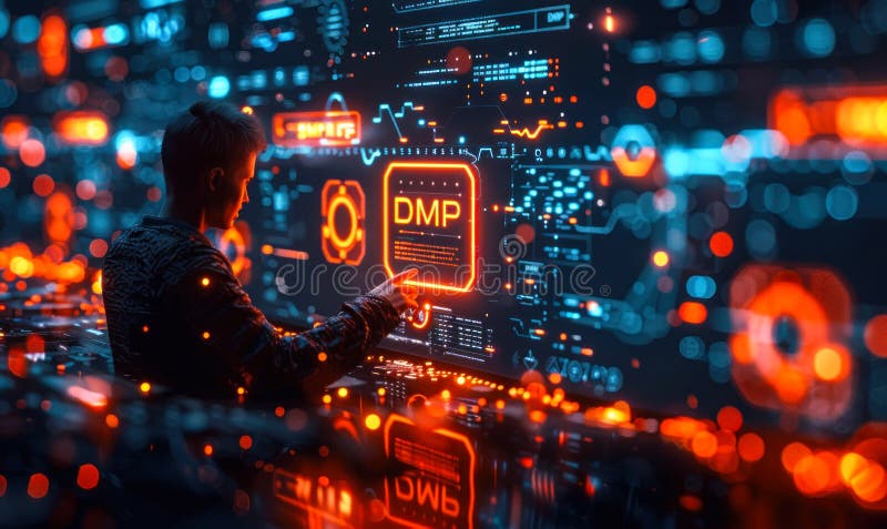 Person Presenting the Concept of DMP Data Management Platform ...