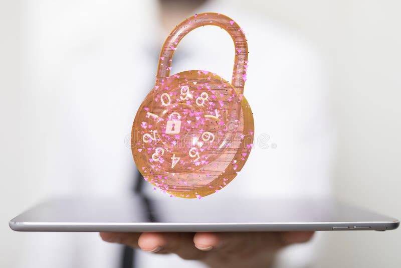 Person Presenting 3D Render of Digital Lock - Cybersecurity and ...