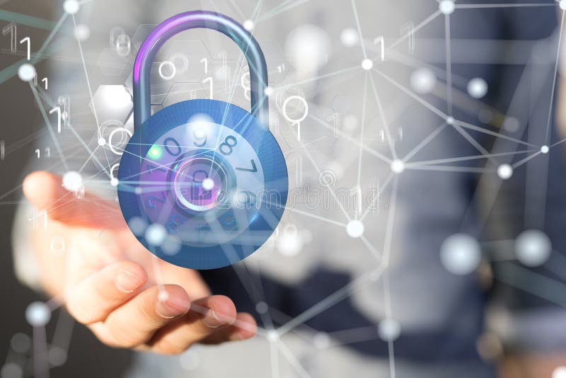 Person Presenting 3D Render of Digital Lock - Cybersecurity and ...