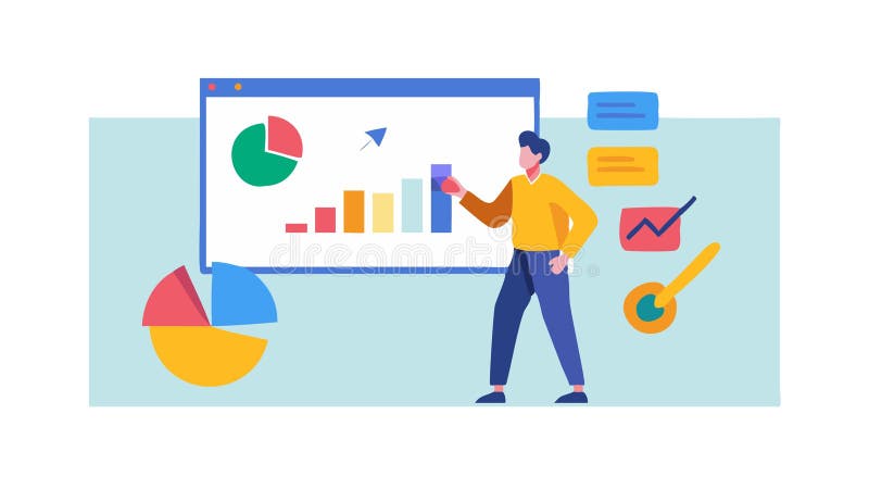 Person Presenting Data on Screen Vector, Business Analytics, Vector ...