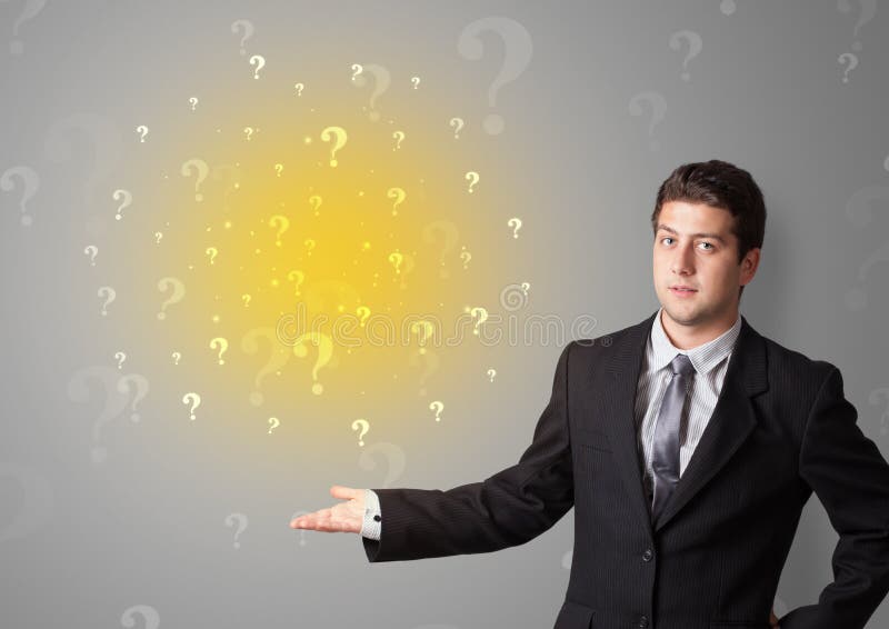 Person Presenting Something with Question Sign Concept Stock Photo ...