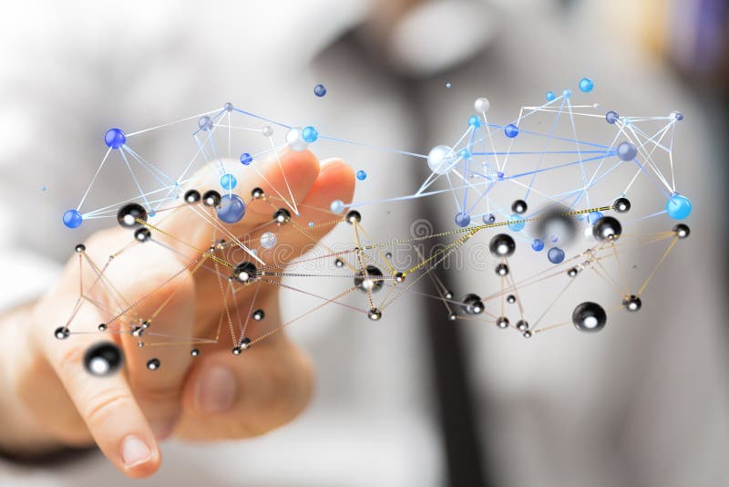 Person Presenting the Virtual Projection of a Digital Cloud Stock Photo ...