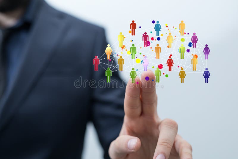 Person Presenting the Virtual Projection of Digital Conference Teamwork ...