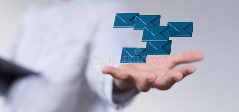 Person Presenting the Virtual Projection of Email Marketing Concept ...