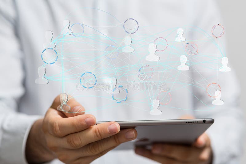 Person Presenting the Virtual Projection of Technology and ...