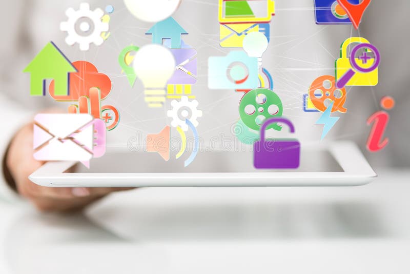 Person Presenting the Virtual Projection of Technology and ...