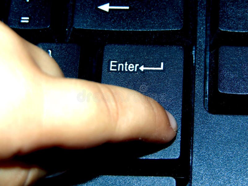 A Person Presses the Enter Key with Their Finger Stock Image - Image of ...
