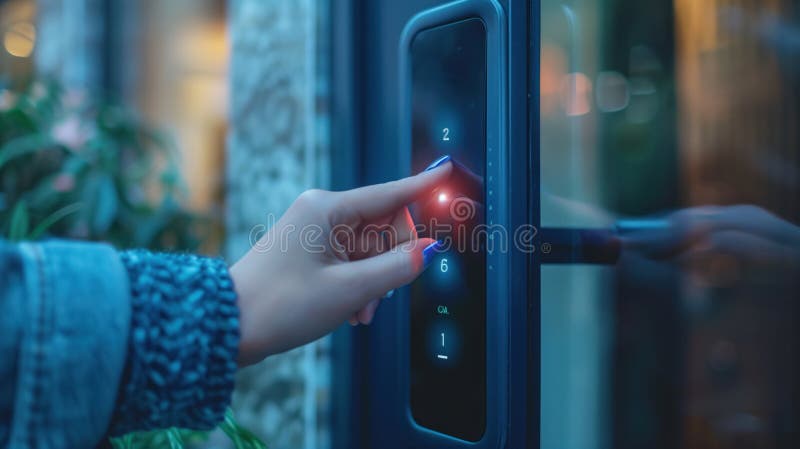 Person Pressing Digital Elevator Button with Illuminated Numbers. Stock ...