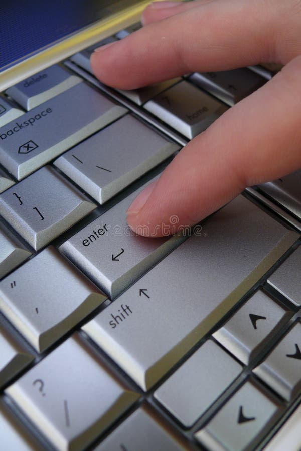 Person Pressing Enter Button Stock Photo - Image of adult, caucasian ...