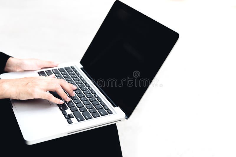 Person Pressing Keyboard on Laptop Stock Image - Image of electronic ...