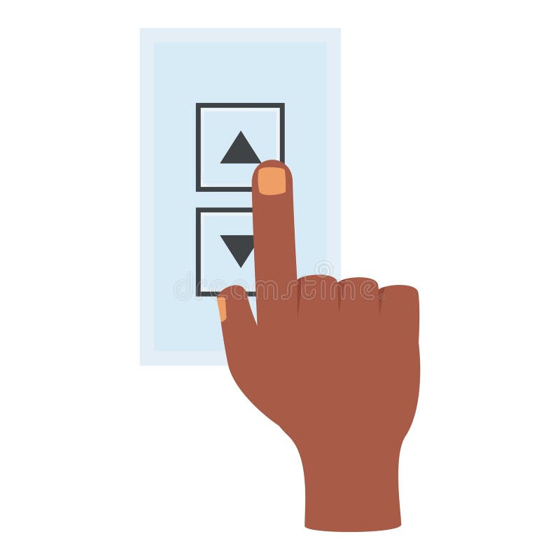Person Pressing Up Button on Control Panel Stock Vector - Illustration ...