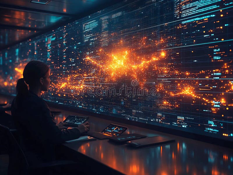 A Person, Presumably Male, is Operating a Complex Computer System in a ...