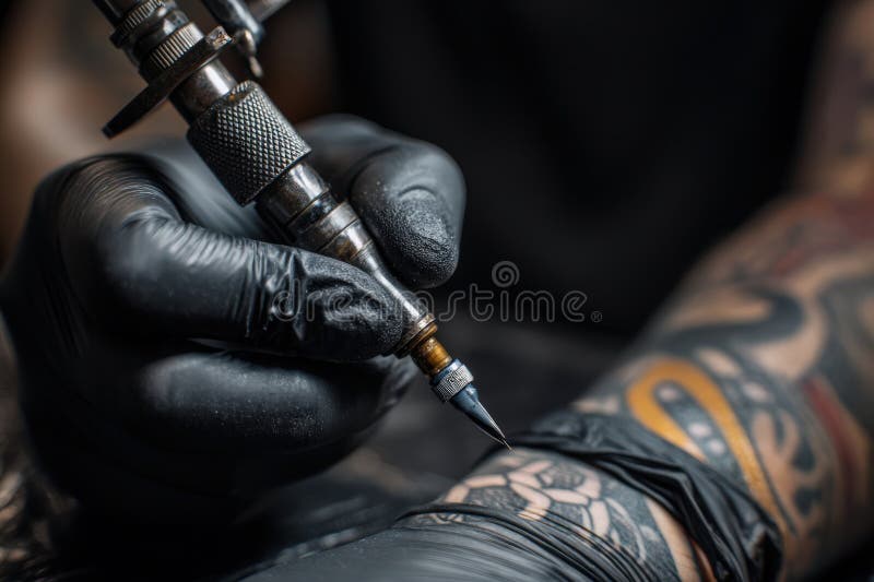 A Person is in the Process of Getting a Tattoo Done on Their Arm Stock ...
