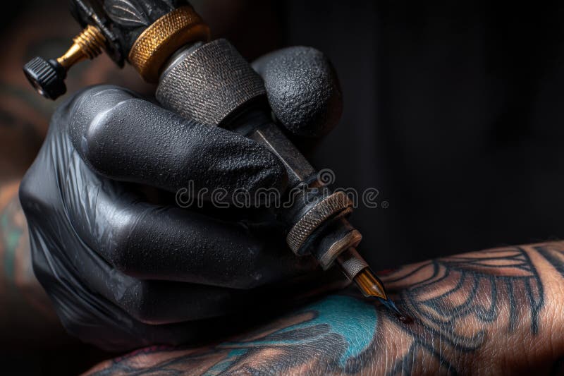 A Person is in the Process of Getting a Tattoo Done on Their Arm Stock ...