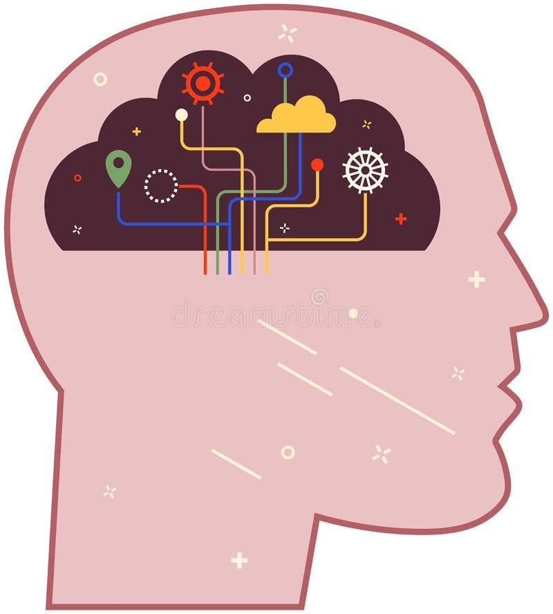 Human Head with Thoughts in Shape of Cloud. Person in Process of ...