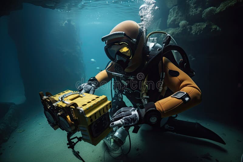 Person, Programming Robot for Dangerous Underwater Mission Stock ...