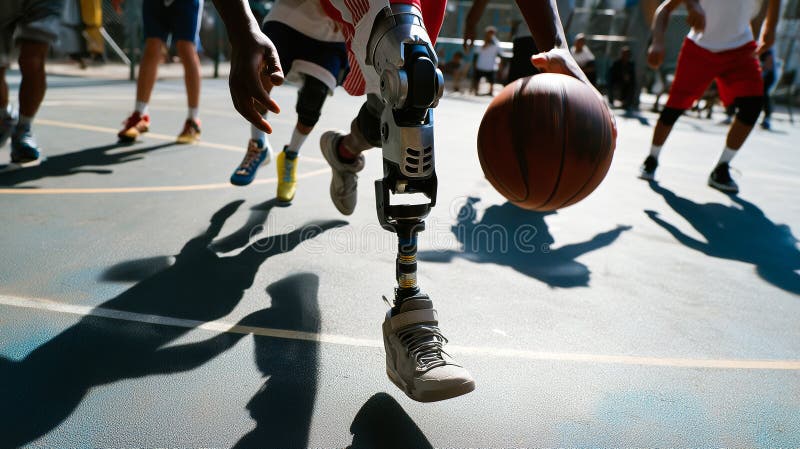 Person with a Prosthetic Leg Playing Basketball Stock Image - Image of ...