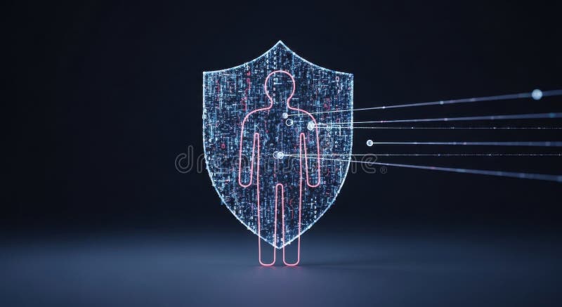 Person Protected by Digital Shield Security Stock Illustration ...