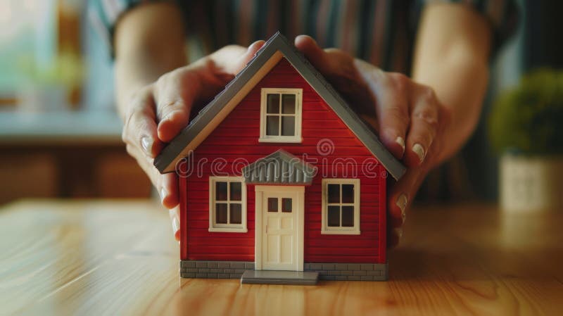 A Person Protecting Miniature House. AI Generated Stock Photo - Image ...
