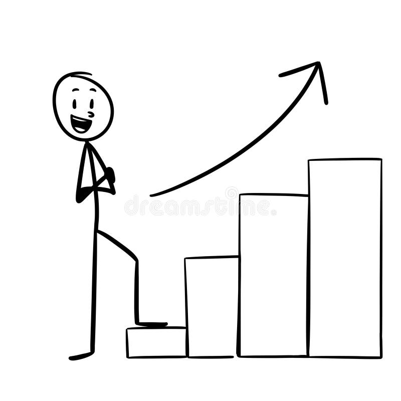 A Person Proudly Standing on a Rising Graph Stock Illustration ...