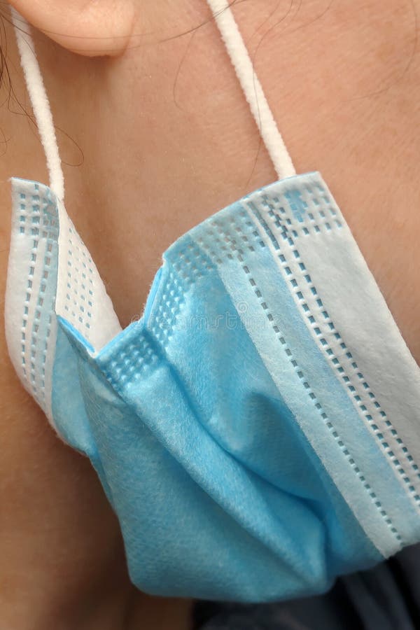 Person Pulled Mask Down. Unacceptable Usage. Safe Environment Stock ...