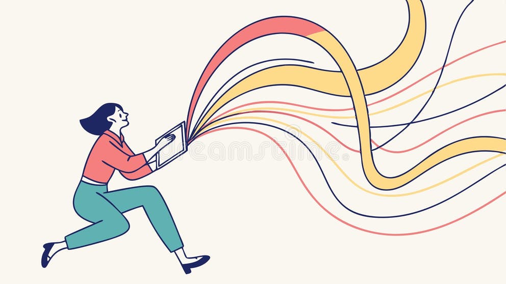 Person Pulling Abstract Colorful Ribbons, Creativity and Expression ...