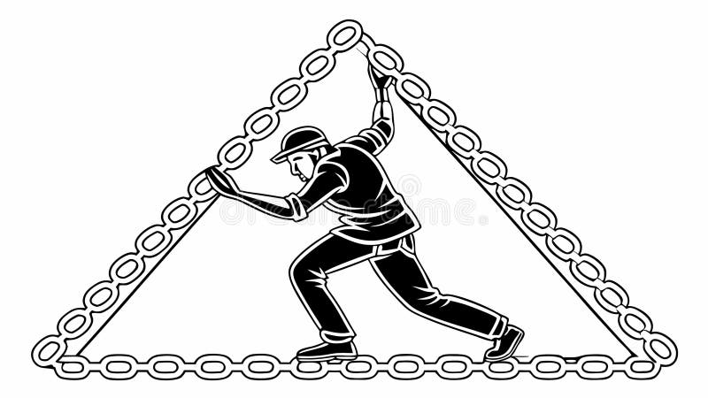 Person Pulling Heavy Chains, Symbol of Effort and Strength, Vector ...
