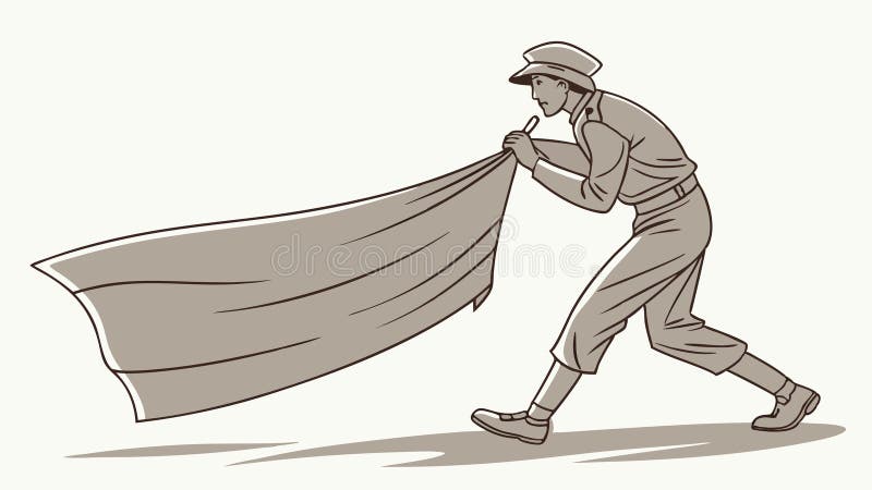 Person Pulling a Large Blank Banner for Custom Message, Vector Design ...