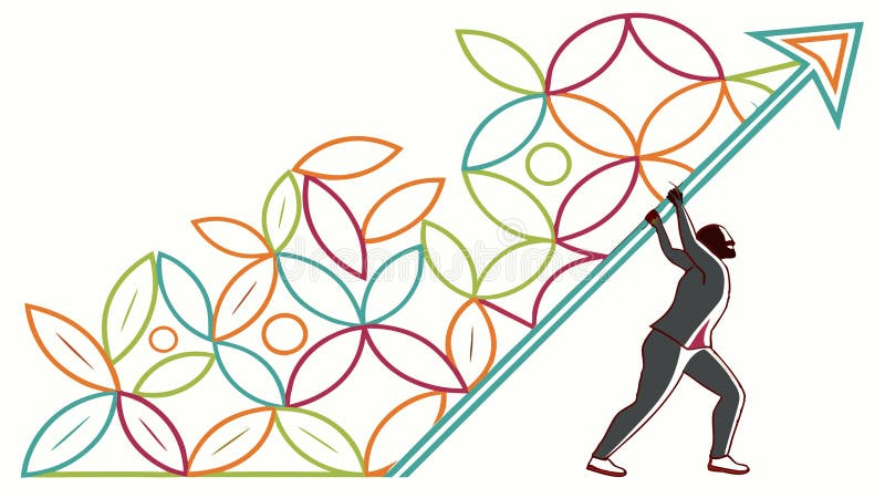 Person Pushing Arrow through Geometric Path, Vector Design Generative ...