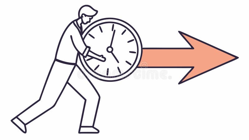Person Pushing Clock Arrow Vector Time Management Forward, Vector ...