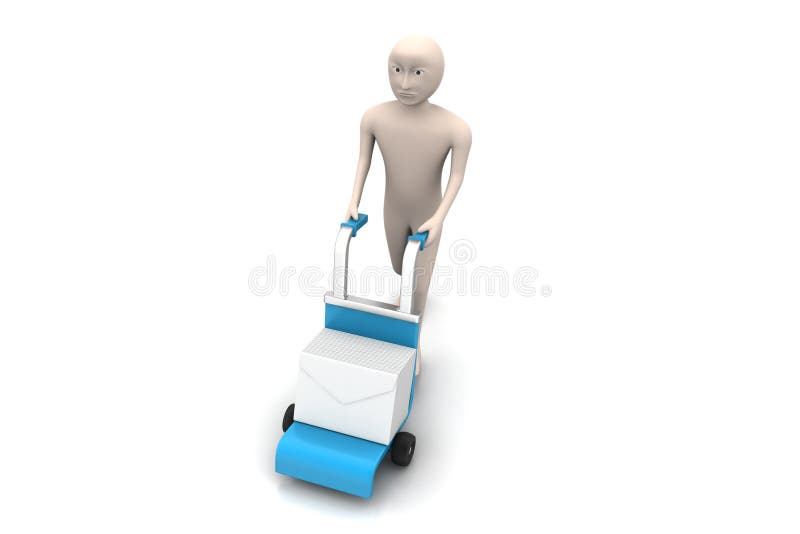 Man Pushing Hand Cart with Crate Symbol, Icon Illustratio Stock Vector ...
