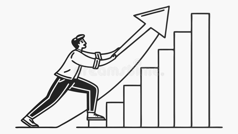 Person Pushing Up a Bar Graph, Symbolizing Effort and Performance ...
