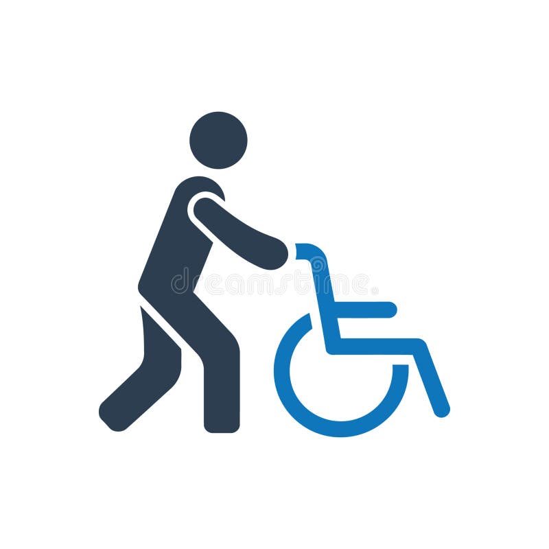 Person Pushing Wheelchair Icon Stock Illustration - Illustration of ...