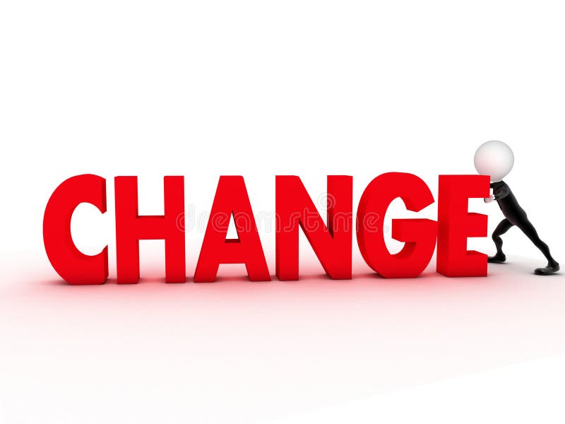 Person Pushing a Word Change Stock Illustration - Illustration of ...