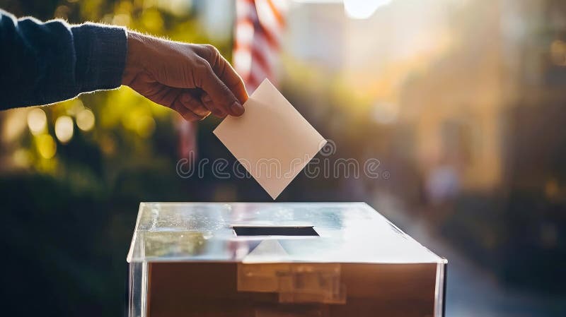 A Person Putting a Voting Card into a Ballot Box Stock Illustration ...