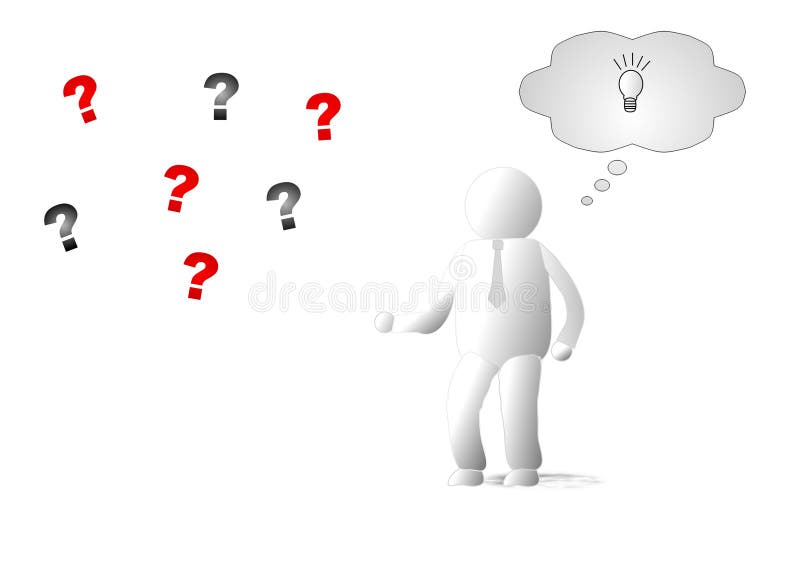 Person with Questions and Ideas Stock Illustration - Illustration of ...