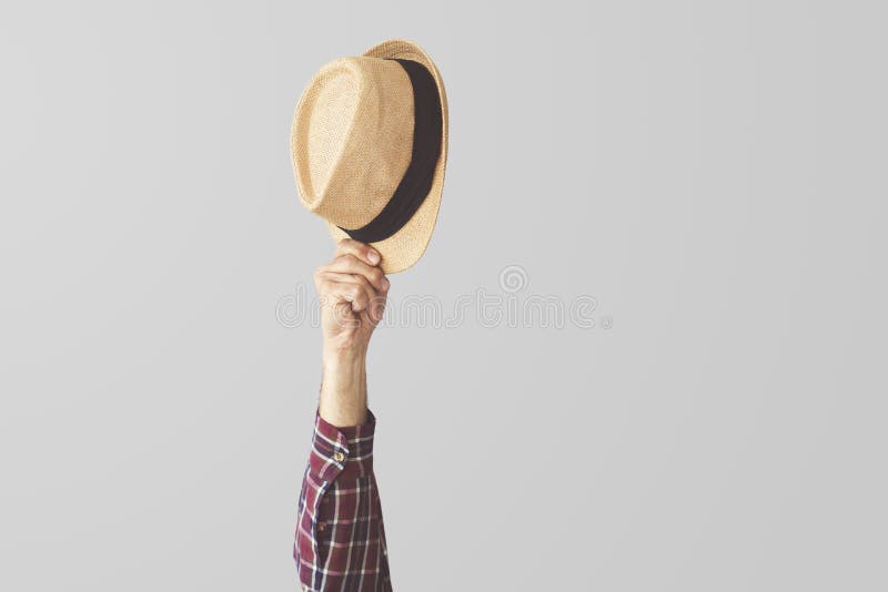 Person Raised Up Hand Holding Hat Stock Photo - Image of hold, tour ...